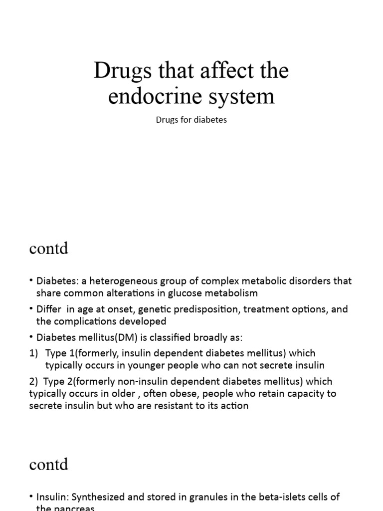 Drugs That Affect The Endocrine System | PDF | Insulin | Hypoglycemia