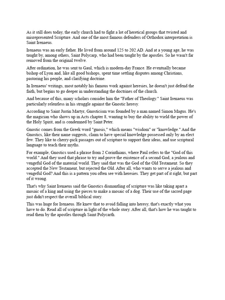 St. Irene - Father of Theology | PDF