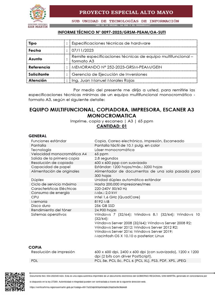 Equipo Multifuncional, Copiadora, Impresora, Escaner A3 Monocromatica ...