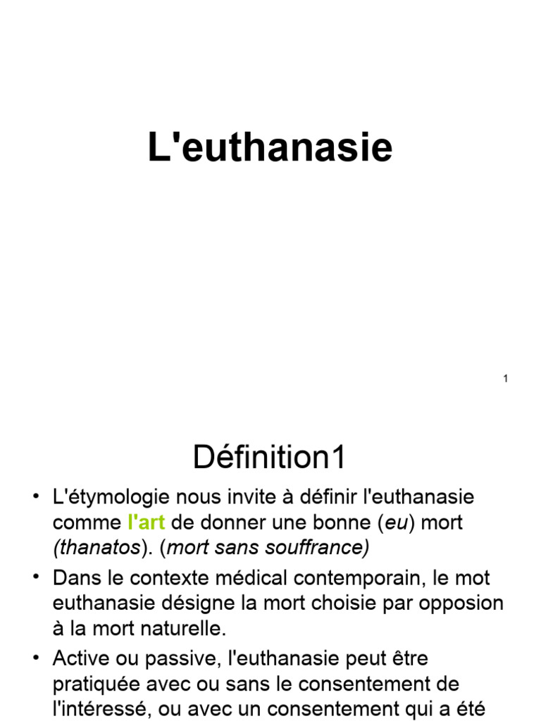 L'Euthanasie | PDF | Meurtre | Soins palliatifs