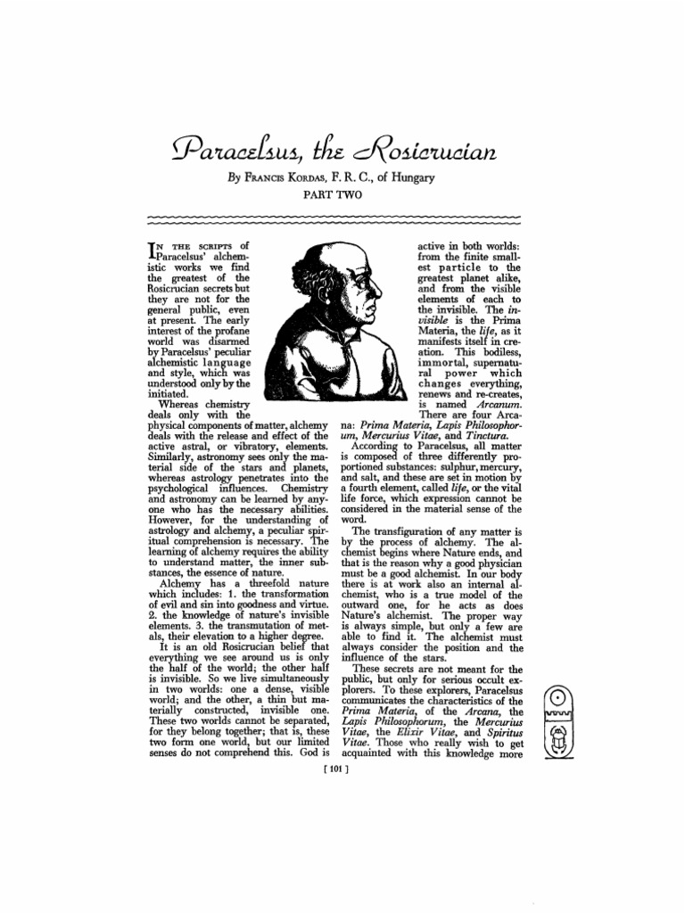 R+C - Digest - Paracelsus, The Rosicrucian II | PDF