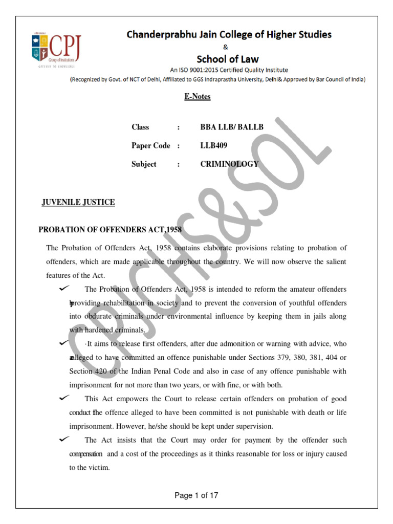 E-Notes Unit 4 - Criminology | PDF | Prison | Victimology