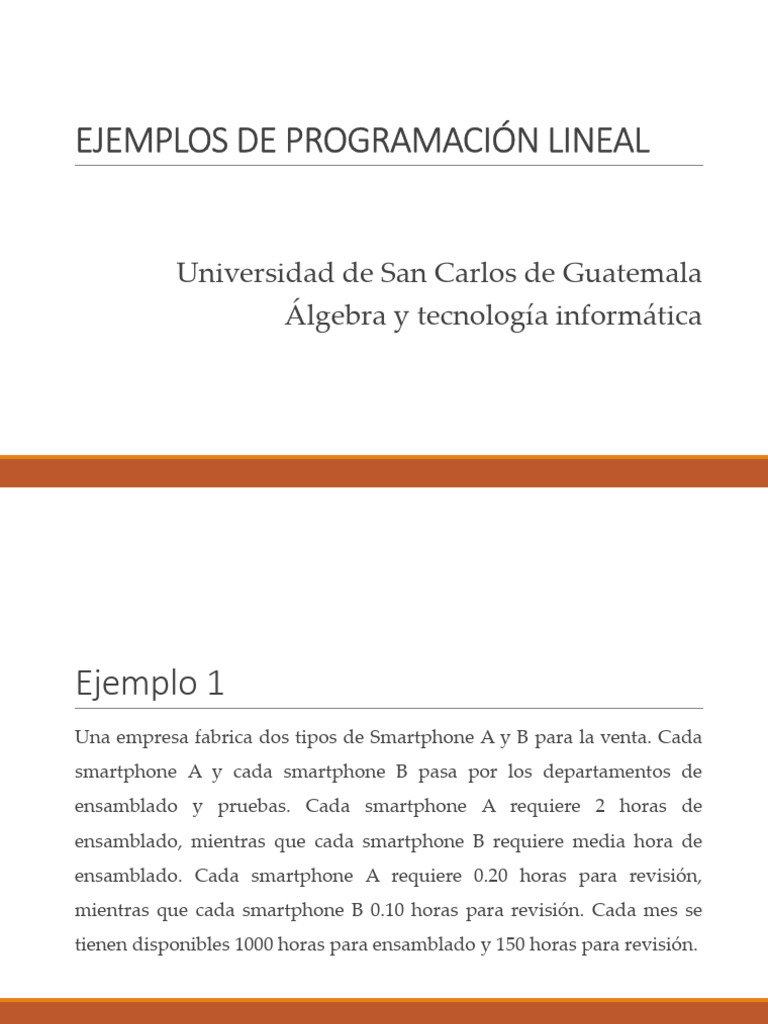 Ejemplos de programación lineal | PDF