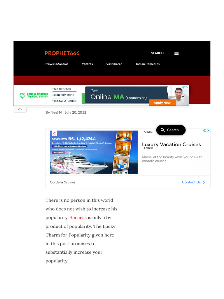 Lucky Charm For Popularity | PDF