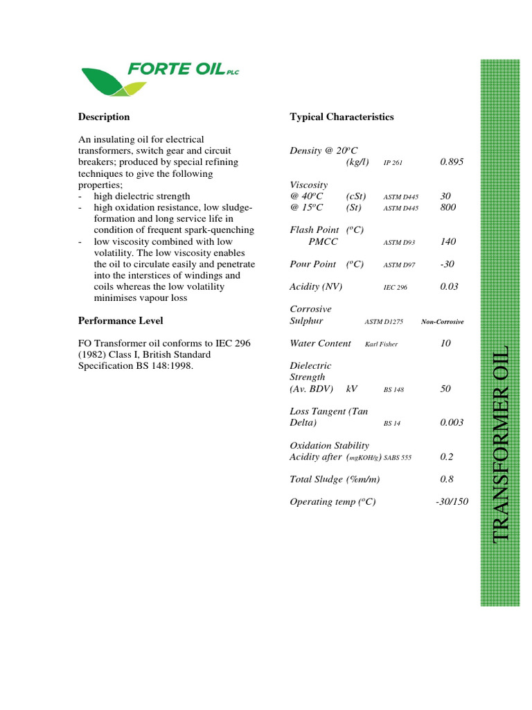 High-Performance Transformer Oil | PDF