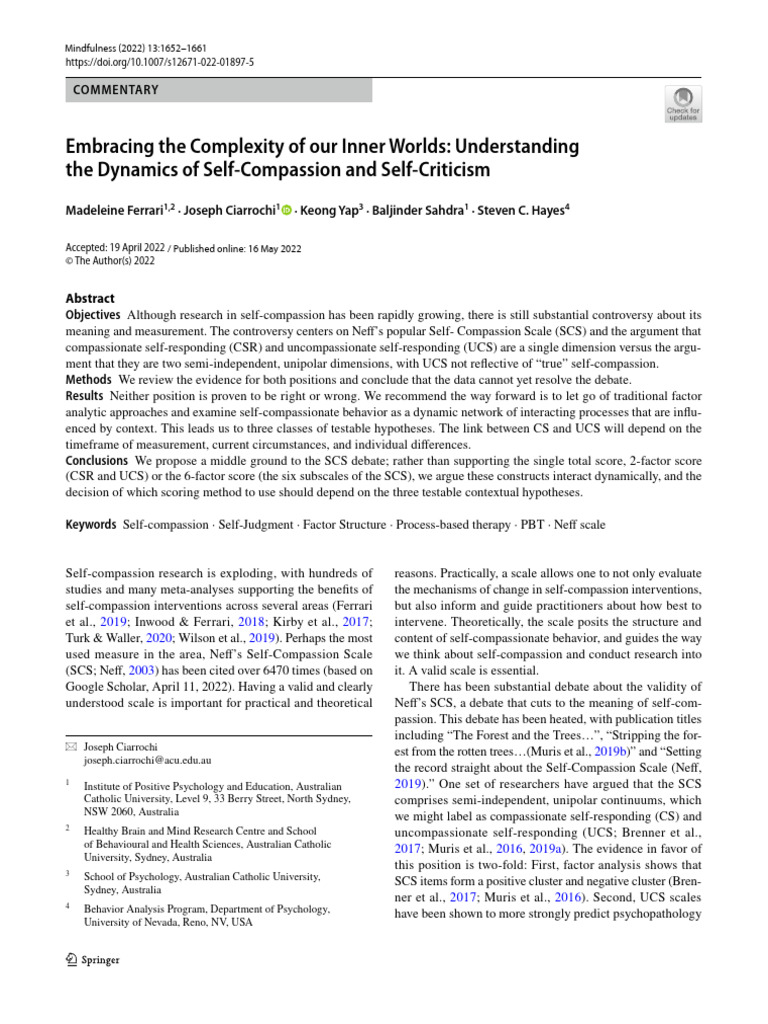 2022, Embracing The Complexity of Our Inner Worlds - Understanding The Dynamics of Self ...