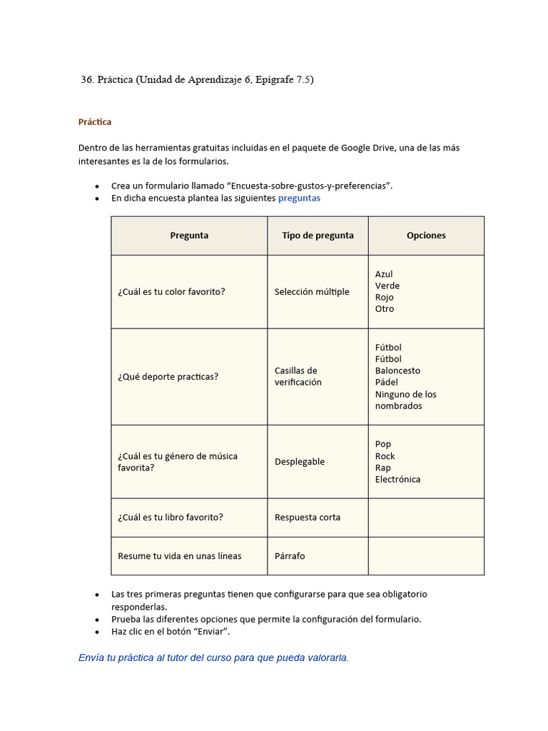 36. Práctica (Unidad de Aprendizaje 6, Epígrafe 7.5). | PDF 36. Práctica (Unidad de Aprendizaje 6, Epígrafe 7.5). | PDF