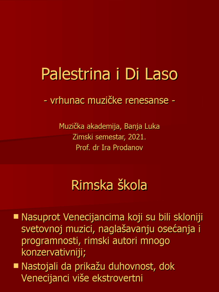 Palestrina, Di Laso | PDF