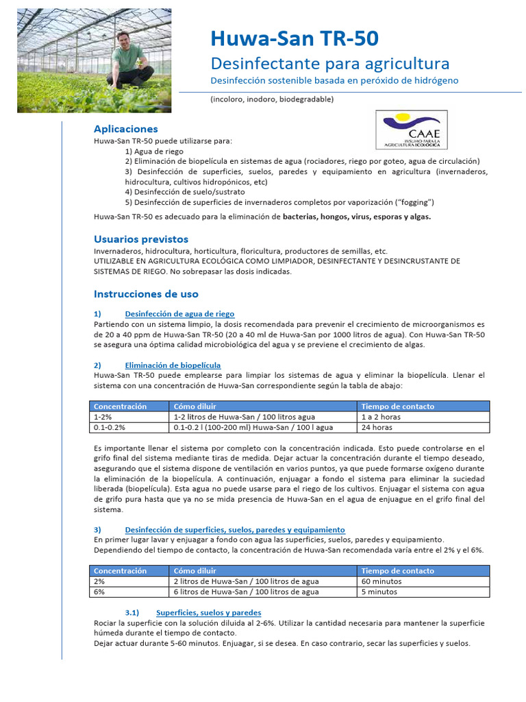 Huwa San Ficha Tecnica | PDF | Agua | Concentración
