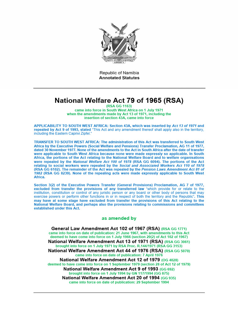 National Welfare Act 79 of 1965 | PDF | Committee | Quorum