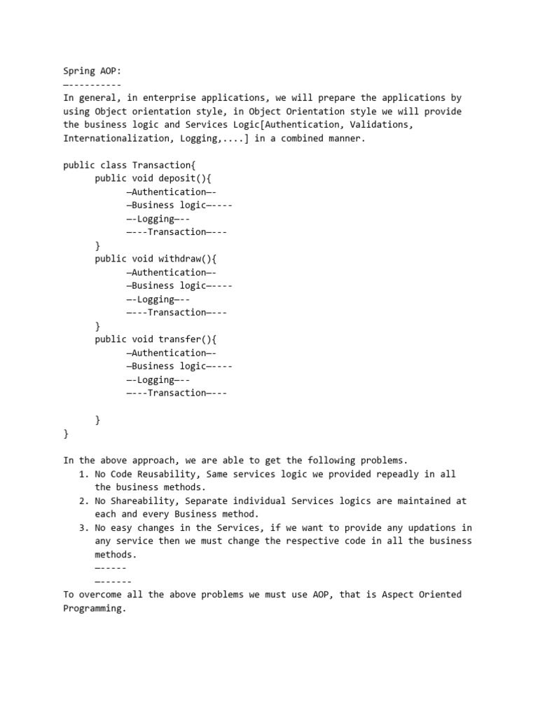 Spring AOP | PDF | Spring Framework | Method (Computer Programming)