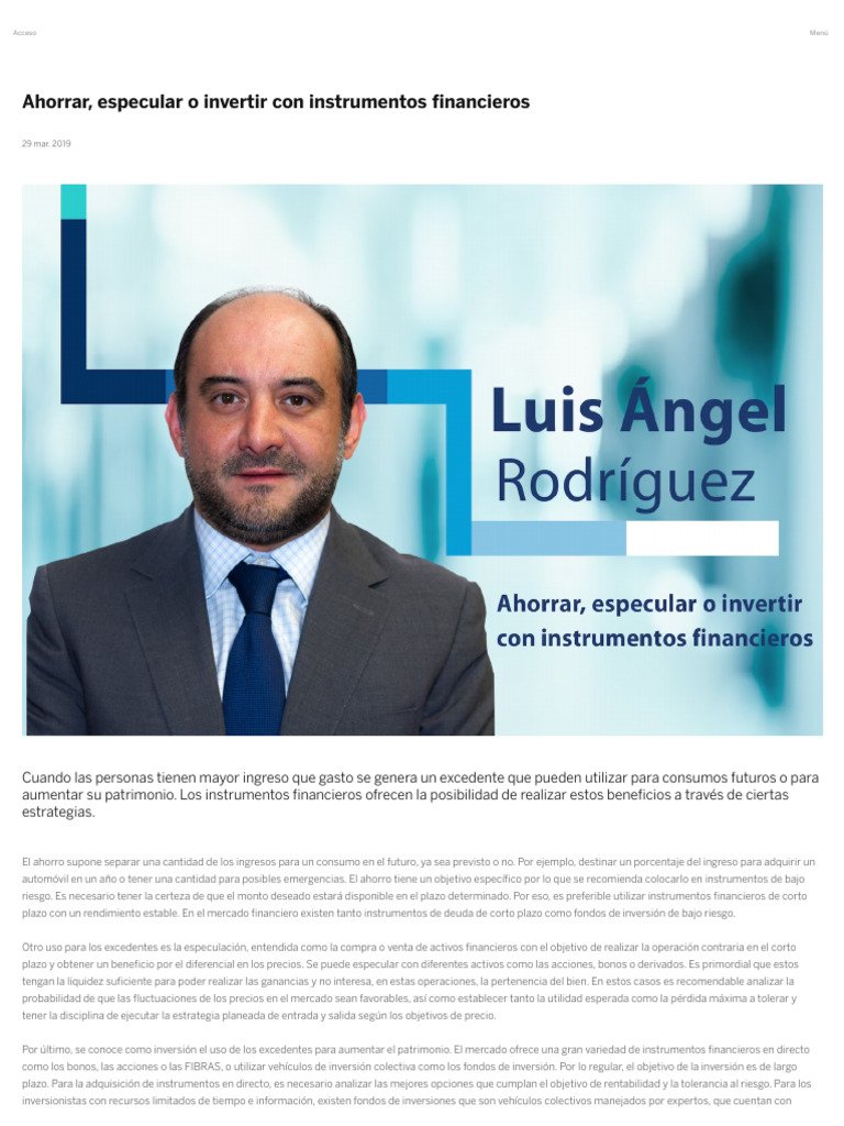 Instrumentos financieros _ BBVA México SEM 01 | PDF | Excedente económico | Inversiones