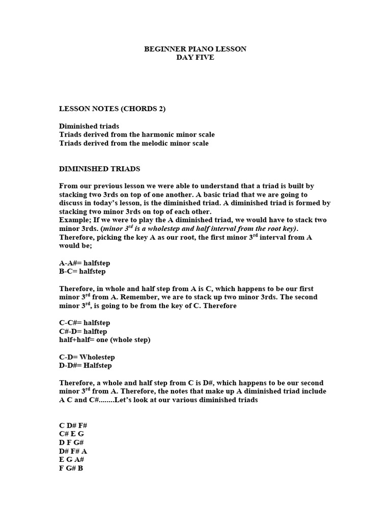 5.1 Beginner Piano Lesson Day 5 | PDF | Minor Scale | Musical Scales