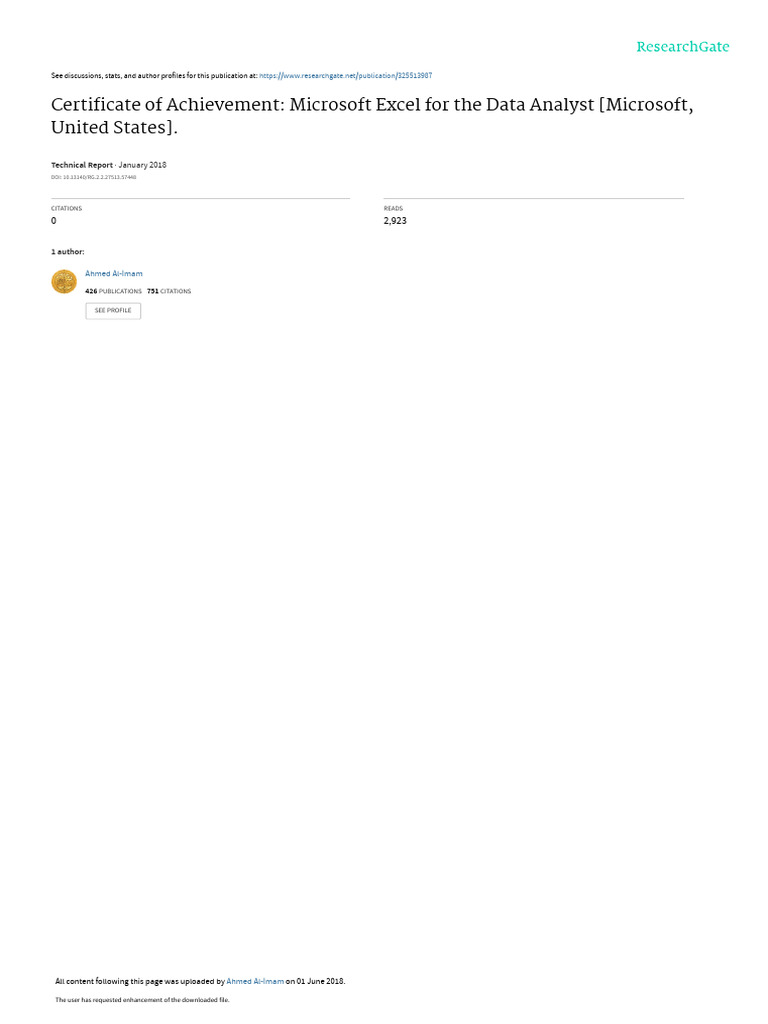 Microsoft Excel For The Data Analyst All | PDF | Microsoft | Data Analysis