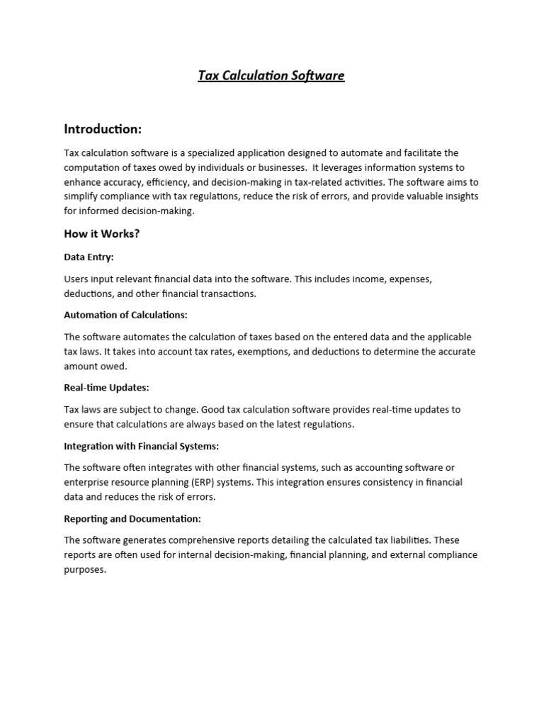 Tax Calculation Software | PDF | Taxes | Enterprise Resource Planning