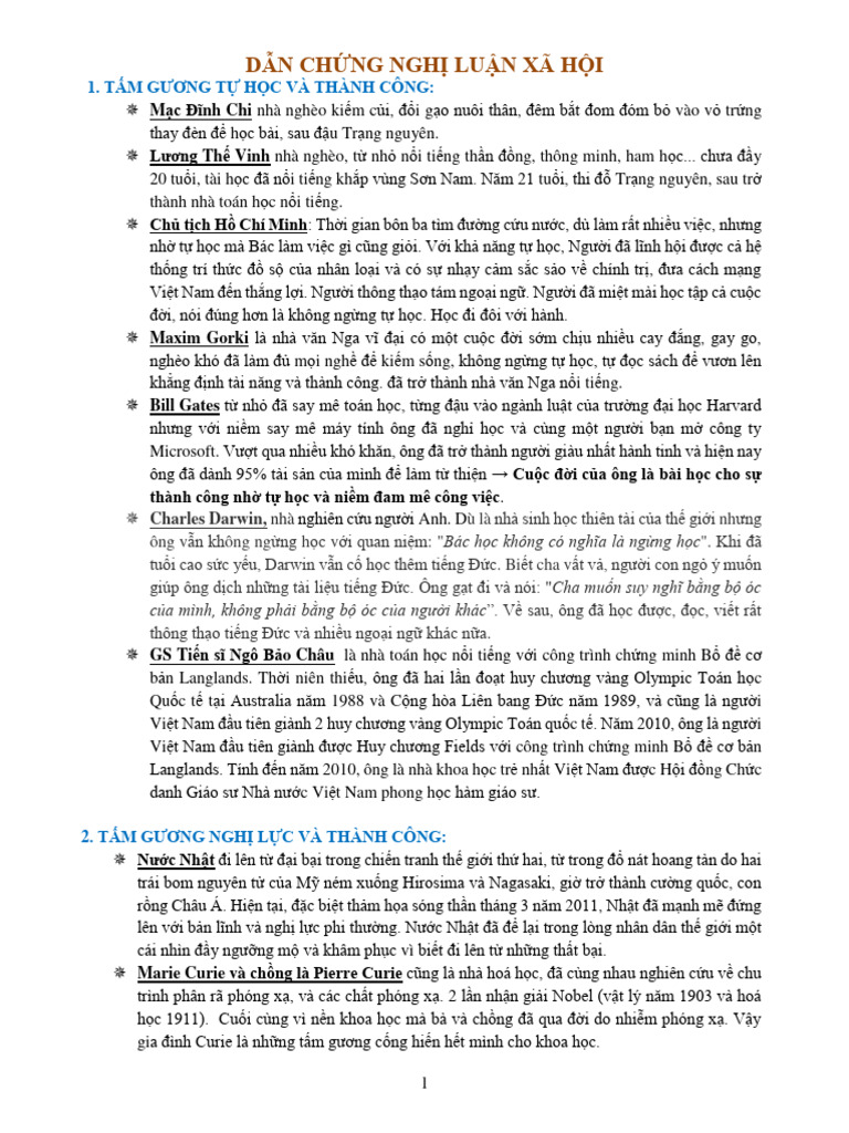 Dẫn Chứng NLXH 2021 | PDF