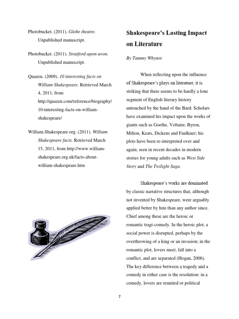 Shakespeare's Influence on Lit | PDF | William Shakespeare | English ...