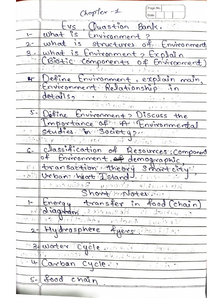 EVS Question Bank Sem 1 | PDF