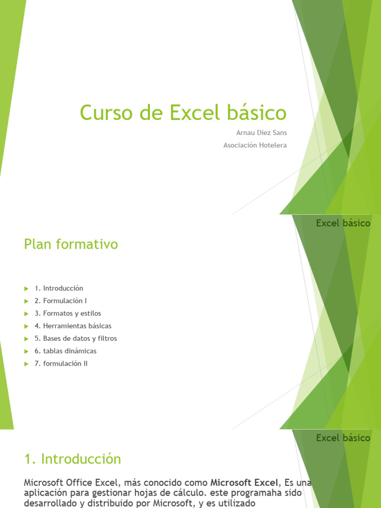 Curso Basico de Excel - Pendiente de Correccion | PDF | Microsoft Excel | Archivo de computadora