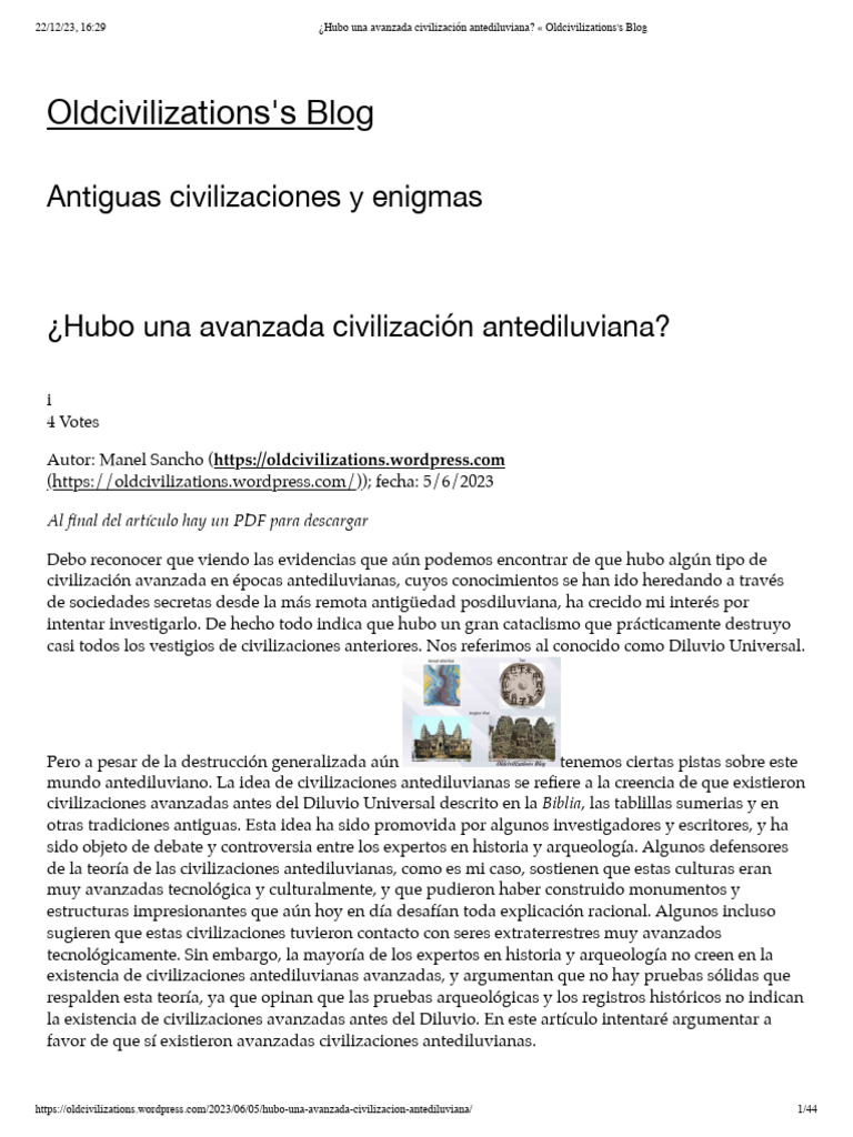 ¿Hubo Una Avanzada Civilización Antediluviana - Oldcivilizations's Blog ...
