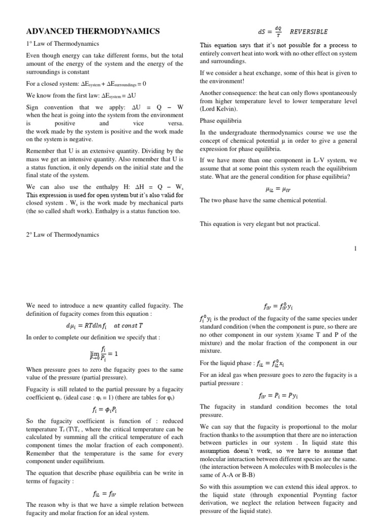Advanced Thermodynamics Guide | PDF