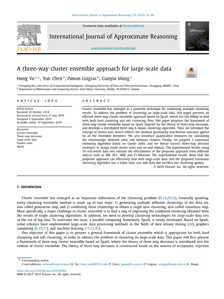 A Three-Way Cluster Ensemble Approach For Large-Scale Data | PDF | Cluster Analysis | Applied ...