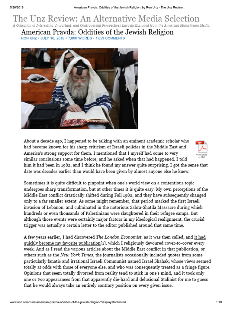 Ron Unz American Pravda Oddities of The Jewish Religion | PDF | Gentile ...