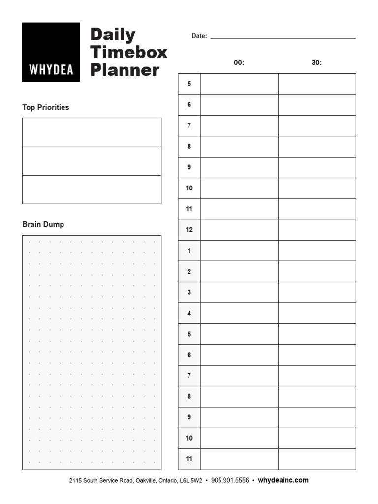 Daily Timebox Planner Template | PDF