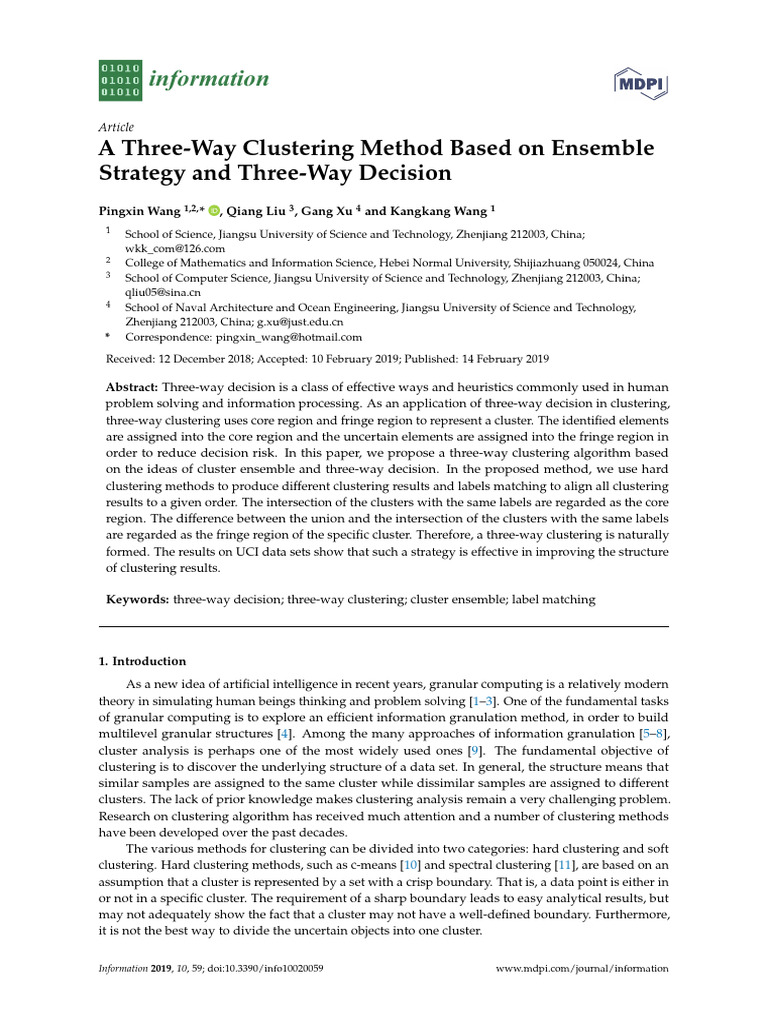 Z - A Three-Way Clustering Method Based On Ensemble Strategy and Three-Way Decision | PDF ...