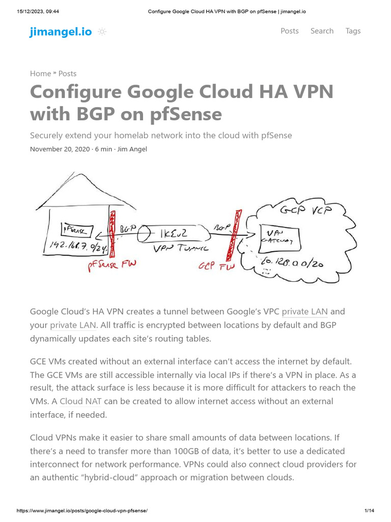 Configure Google Cloud VPN With BGP On Pfsense | PDF | Virtual Private Network | Computer Network