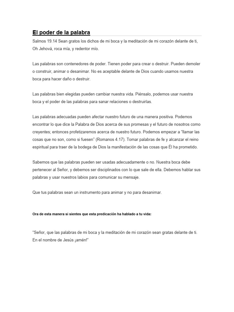 El Poder de La Palabra | PDF