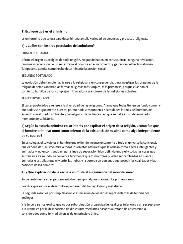 Origen y postulados del animismo | PDF | Politeísmo | Alma