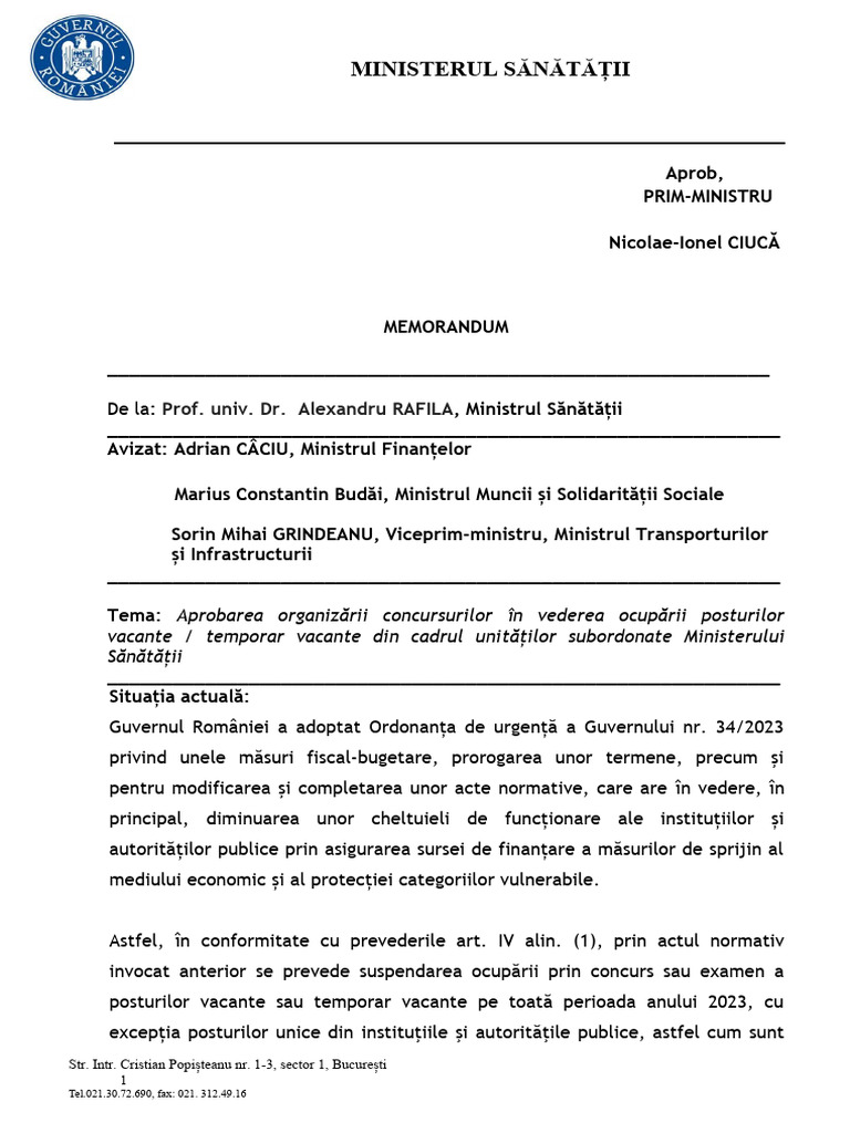 Memorandum Posturi Unitati Ms 2023 | PDF