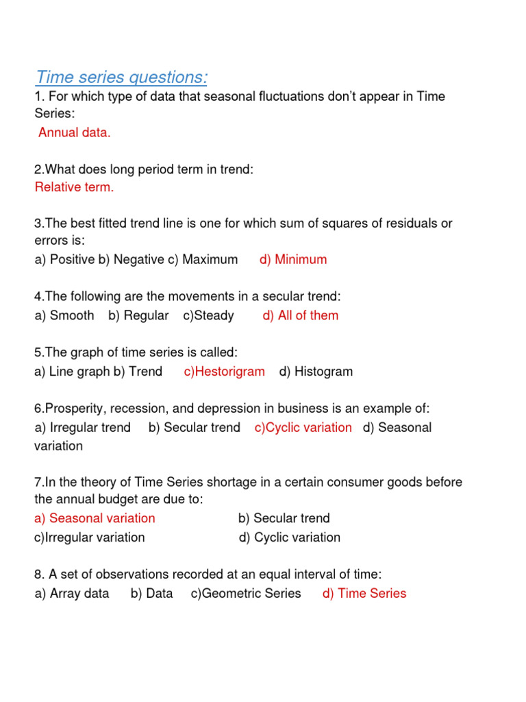 Time Series Questions:: Annual Data | PDF | Cost Of Living | Seasonality