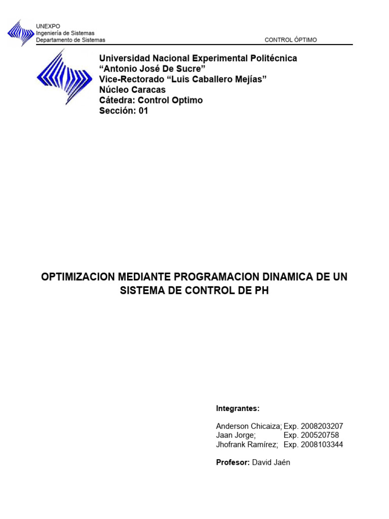 Control Optimo | PDF | Programación dinámica | Optimización Matemática