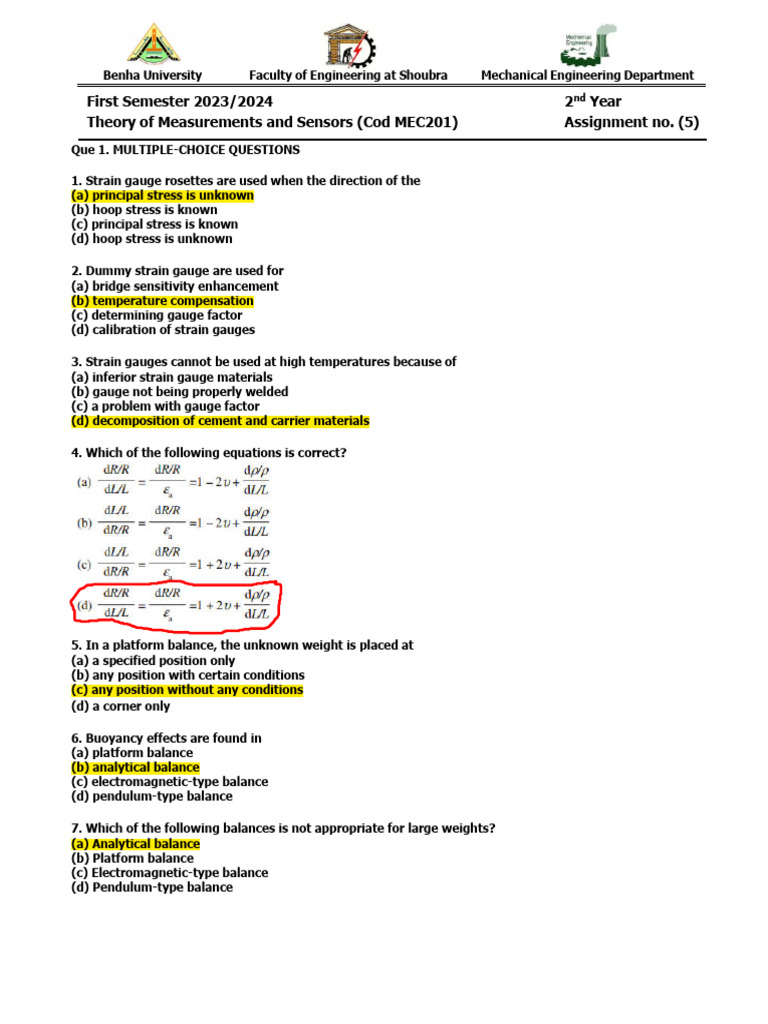 Sheet 5 Ans | PDF | Electrical Resistance And Conductance | Materials Science