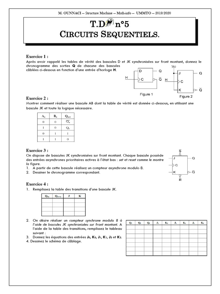Circuits Séquentiels : Bascule JK et D | PDF | Design électronique ...