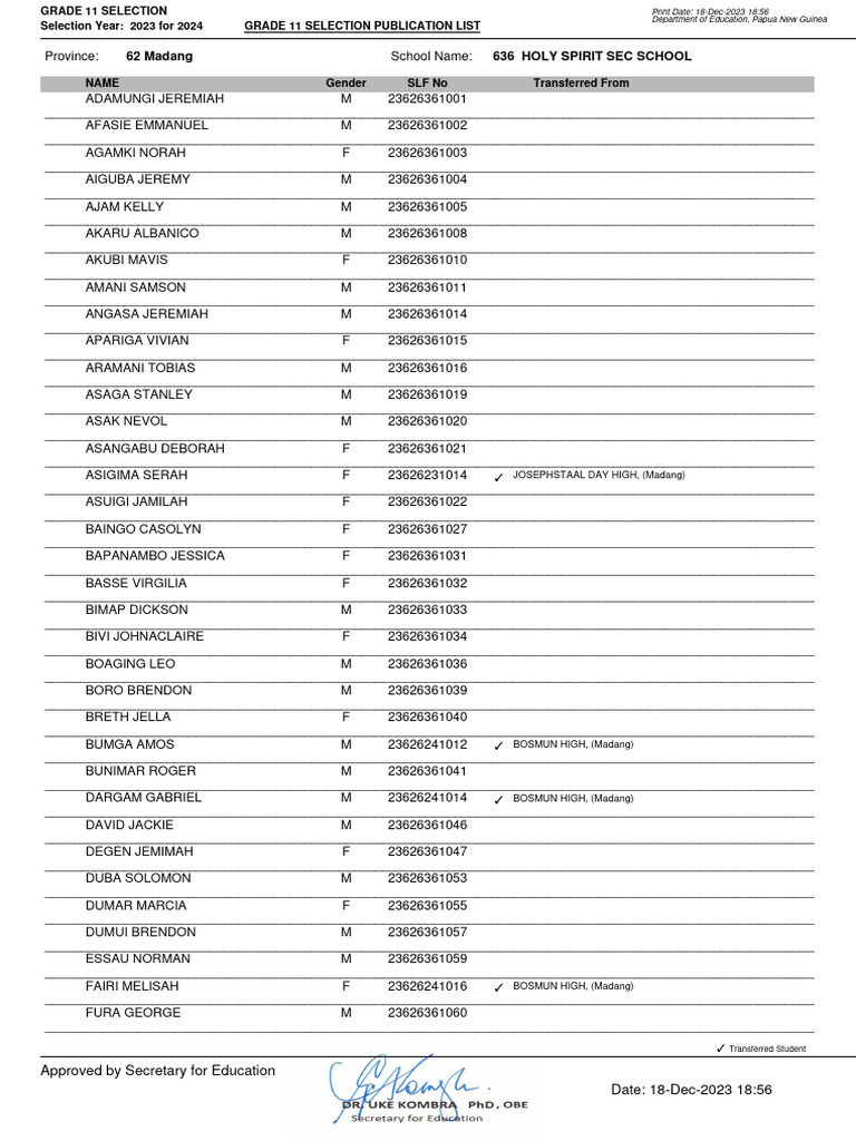 Holy Spirit Secondary SCH | PDF