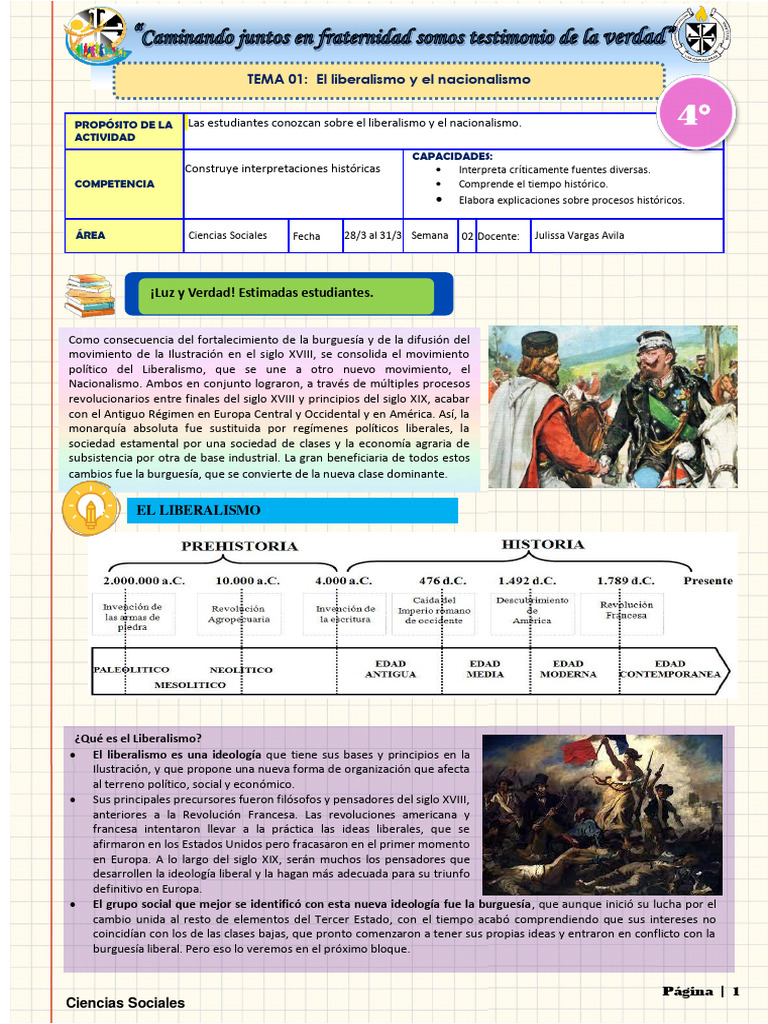Ficha de Trabajo 4to Año Ccss Sesión 1 2023 | PDF