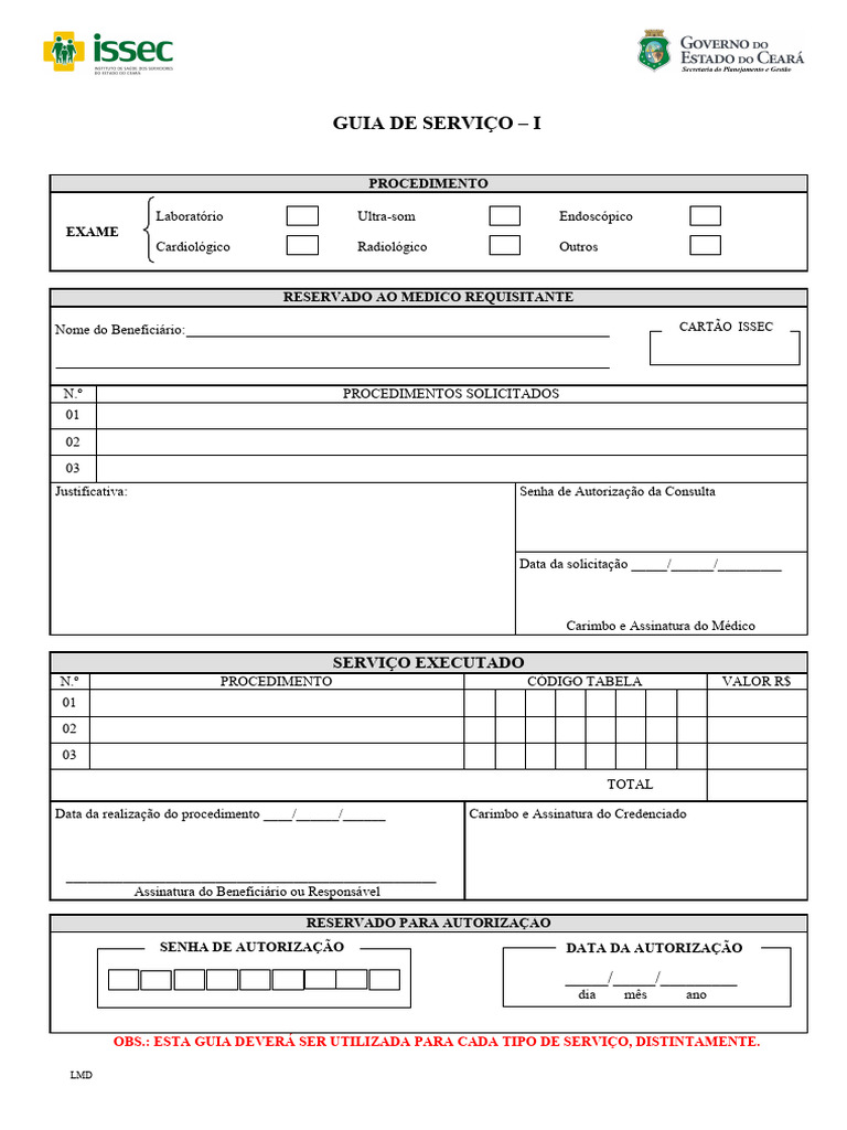 Guia Serviço ISSEC | PDF