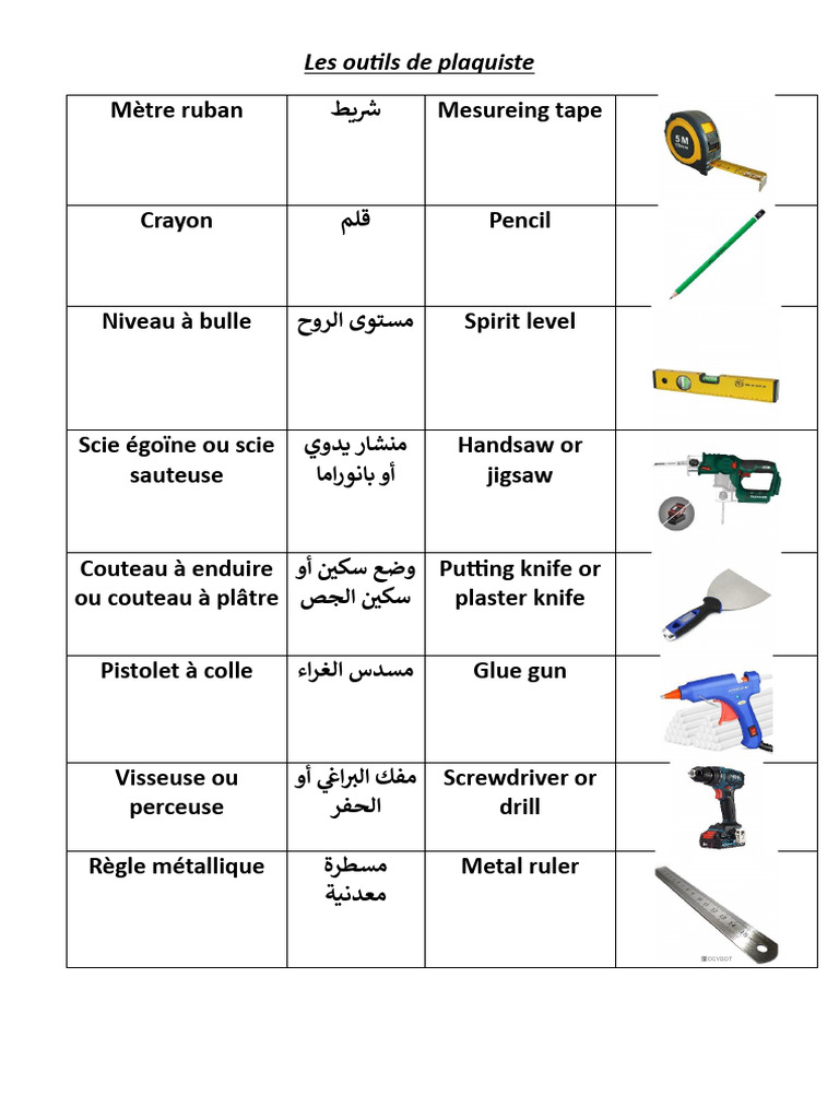 FICHE OUTILS DE PEINTRE 2 | PDF
