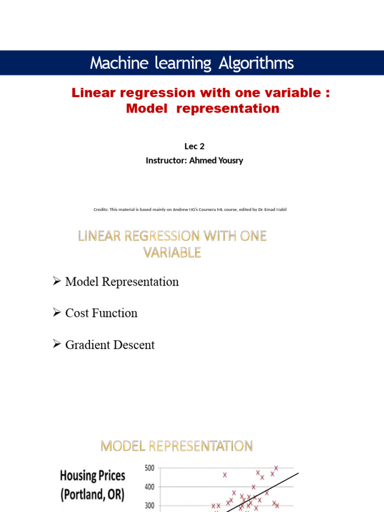 Lec2 Linear Regression With One Variable Pdf Regression Analysis