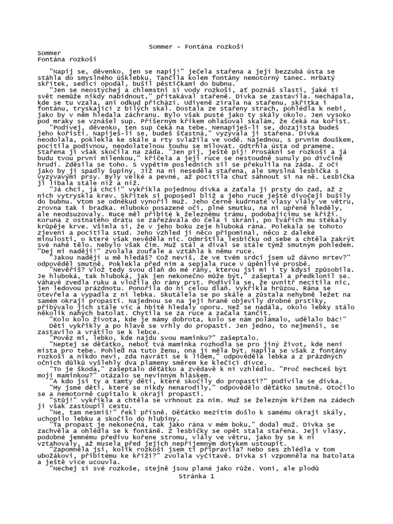 Sommer Fontana Rozkosi Poznamkovy Blok | PDF
