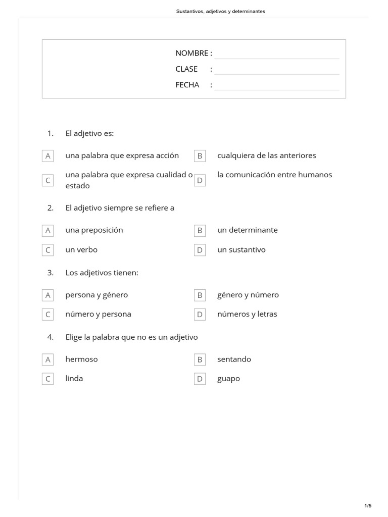 Análisis de sustantivos y adjetivos | PDF | Sustantivo | Adjetivo