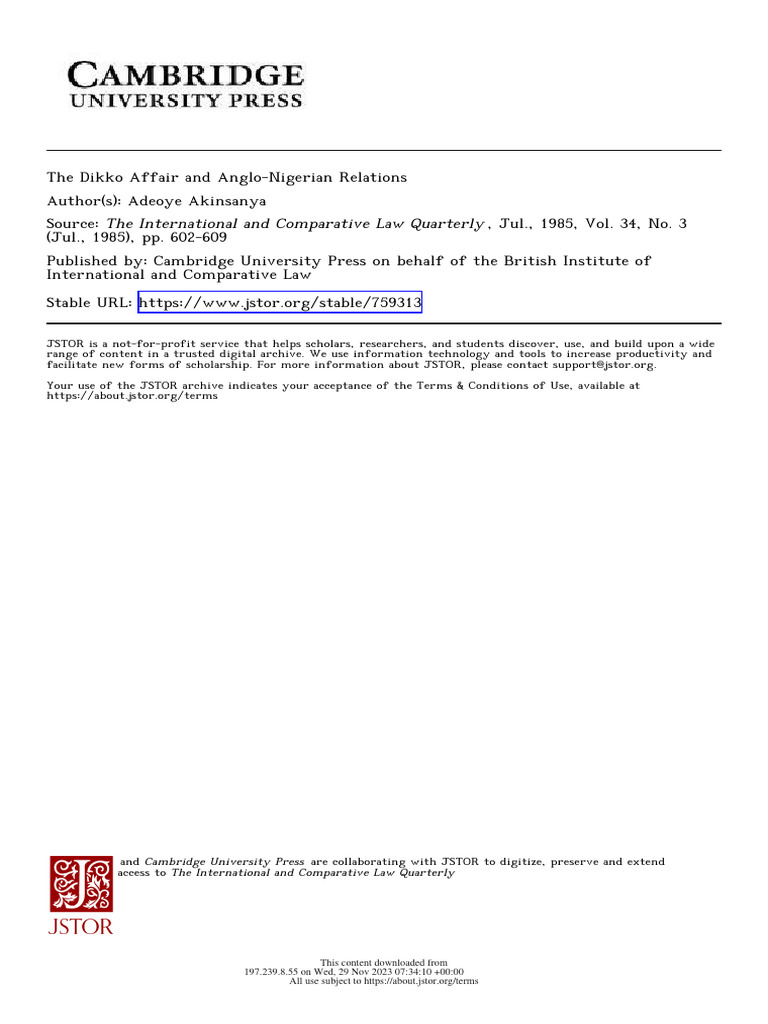 The Dikko Affair: A Diplomatic Crisis | PDF
