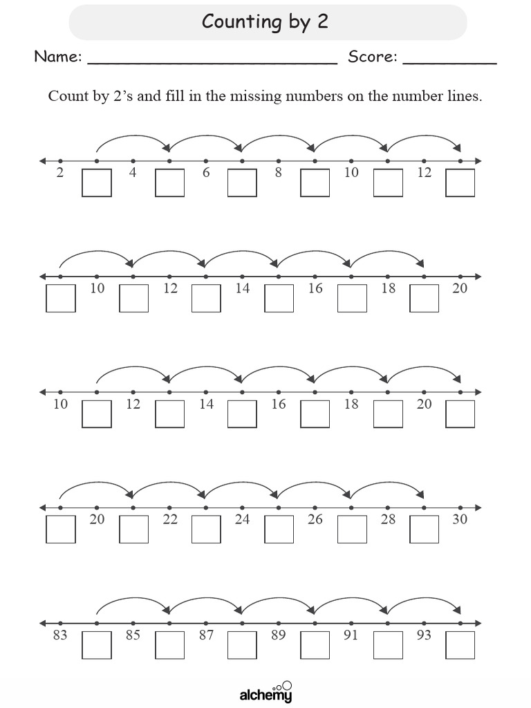 Primary Maths Worksheet (Counting by 2) Part 1 | PDF