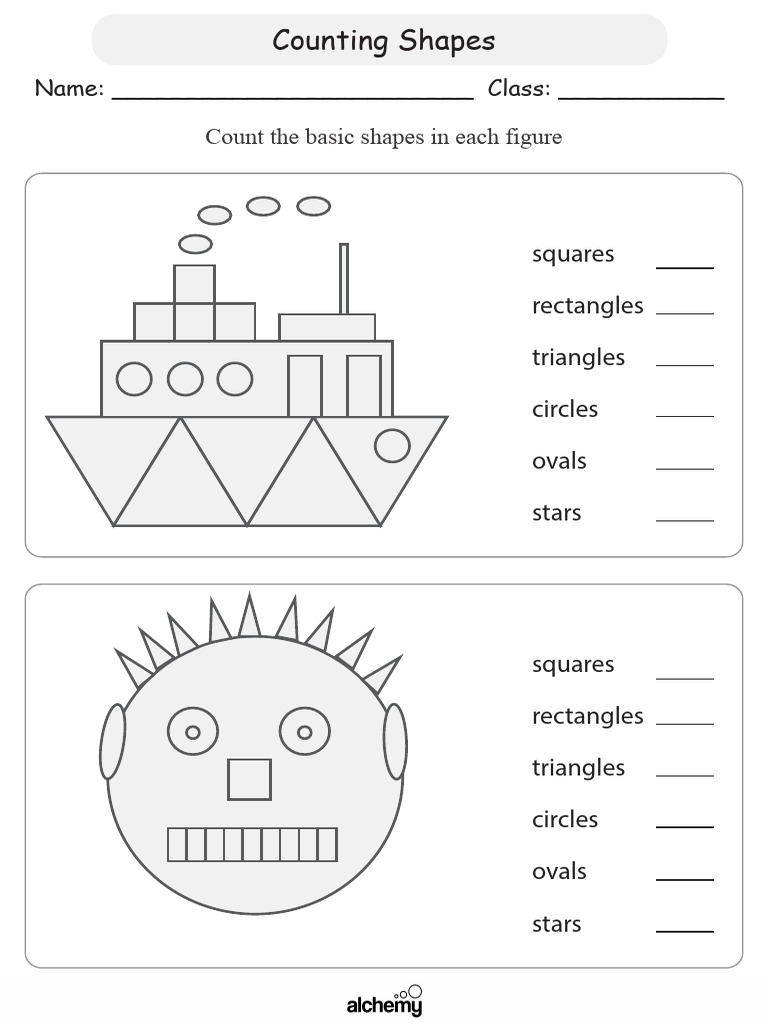 Primary Maths Worksheet (Counting Shapes) | PDF