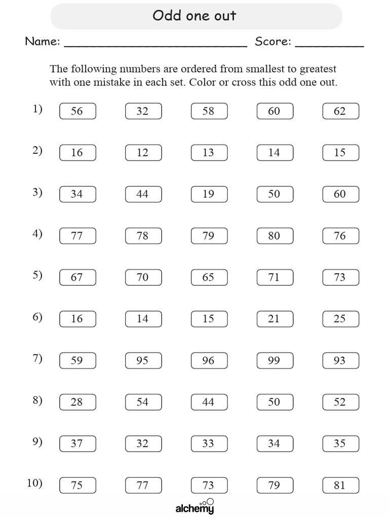 Primary Maths Worksheet (Odd One Out) | PDF