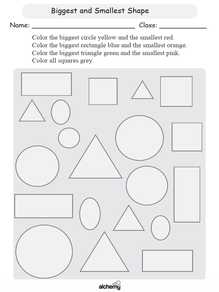 Primary Maths Worksheet (Biggest and Smallest Shape) | PDF
