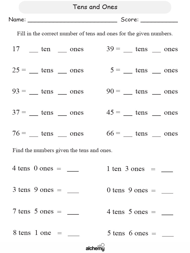Primary Maths Worksheet (Tens and Ones) Part 2 | PDF
